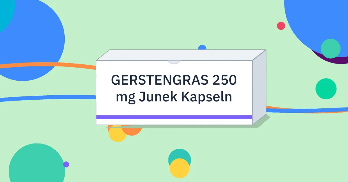 Symbolbild: Packung mit der Aufschrift GERSTENGRAS 250 mg Junek Kapseln (PZN 10051317) – Verfügbarkeit und Bezug in Apotheken in Frankfurt am Main