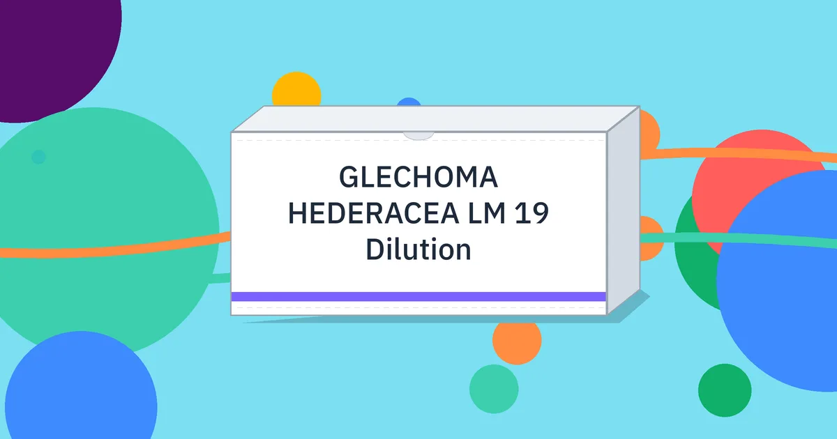 Symbolbild: Packung mit der Aufschrift GLECHOMA HEDERACEA LM 19 Dilution (PZN 13543363) – Verfügbarkeit und Bezug in Apotheken in Frankfurt am Main