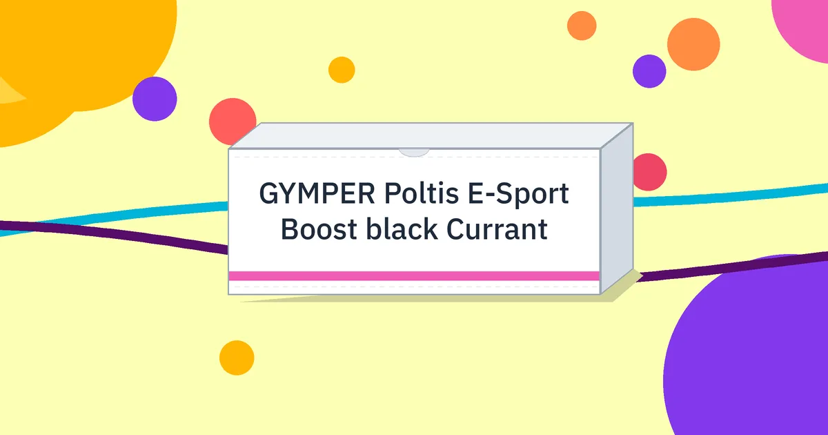 Symbolbild: Packung mit der Aufschrift GYMPER Poltis E-Sport Boost black Currant (PZN 15741972) – Verfügbarkeit und Bezug in Apotheken in Frankfurt am Main
