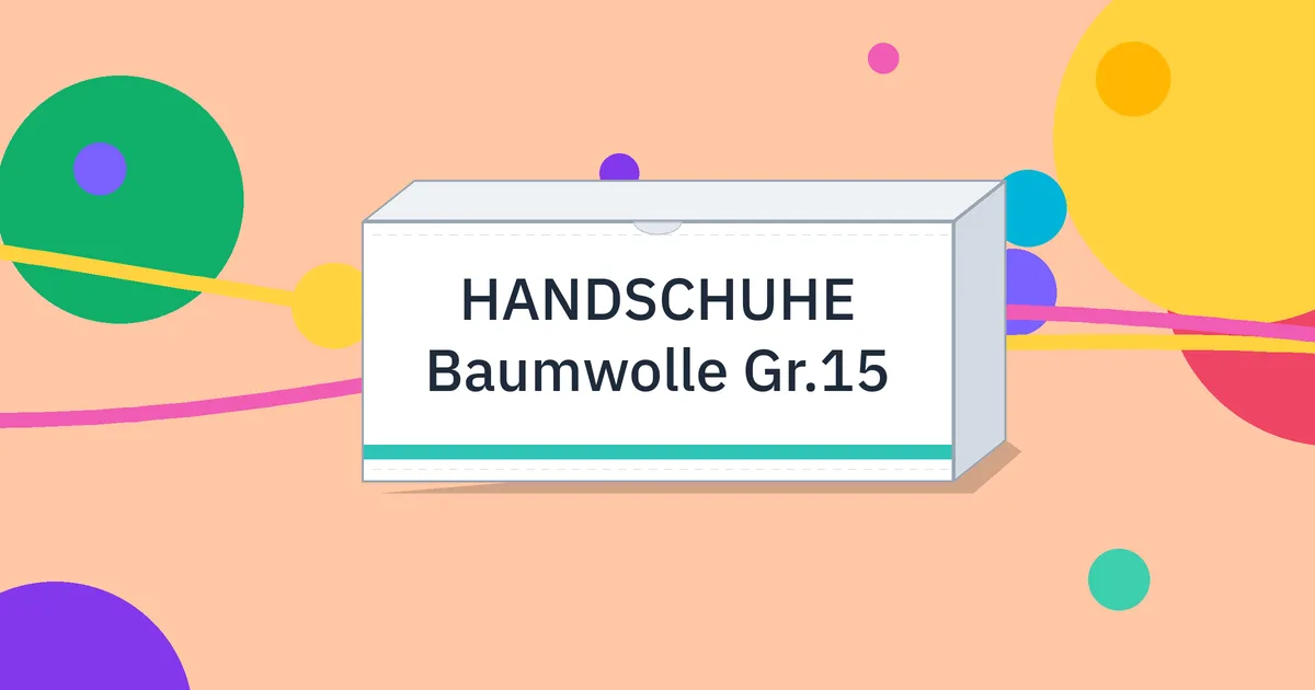 Symbolbild: Packung mit der Aufschrift HANDSCHUHE Baumwolle Gr.15 (PZN 02801678) – Verfügbarkeit und Bezug in Apotheken in Frankfurt am Main