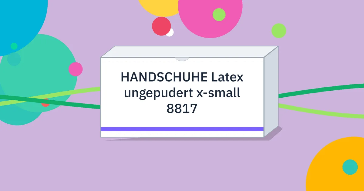 Symbolbild: Packung mit der Aufschrift HANDSCHUHE Latex ungepudert x-small 8817 (PZN 01235219) – Verfügbarkeit und Bezug in Apotheken in Frankfurt am Main