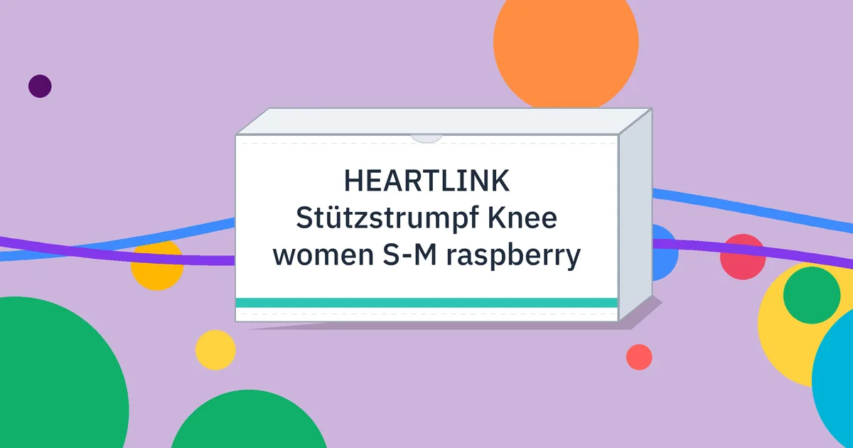 Symbolbild: Packung mit der Aufschrift HEARTLINK Stützstrumpf Knee women S-M raspberry (PZN 20524219) – Verfügbarkeit und Bezug in Apotheken in Frankfurt am Main