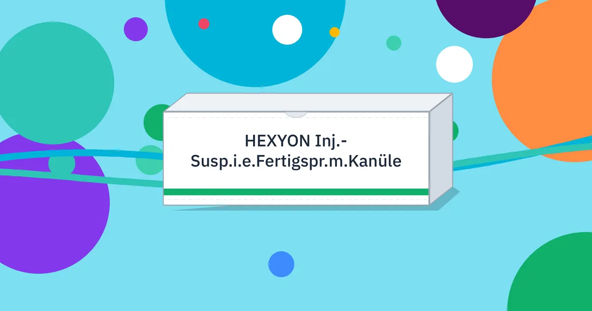 Symbolbild: Packung mit der Aufschrift HEXYON Inj.-Susp.i.e.Fertigspr.m.Kanüle (PZN 19202551) – Verfügbarkeit und Bezug in Apotheken in Frankfurt am Main