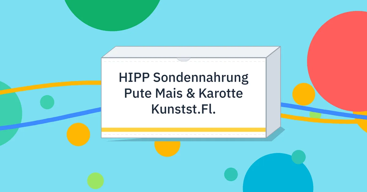 Symbolbild: Packung mit der Aufschrift HIPP Sondennahrung Pute Mais & Karotte Kunstst.Fl. (PZN 12896496) – Verfügbarkeit und Bezug in Apotheken in Frankfurt am Main