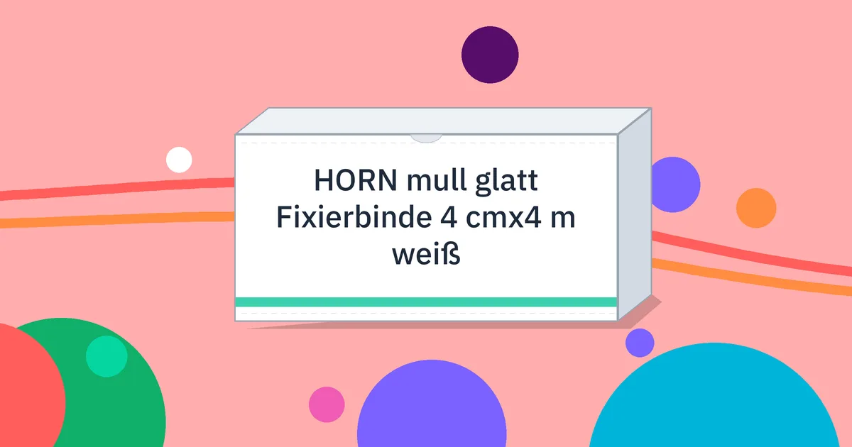 Symbolbild: Packung mit der Aufschrift HORN mull glatt Fixierbinde 4 cmx4 m weiß (PZN 04660638) – Verfügbarkeit und Bezug in Apotheken in Frankfurt am Main
