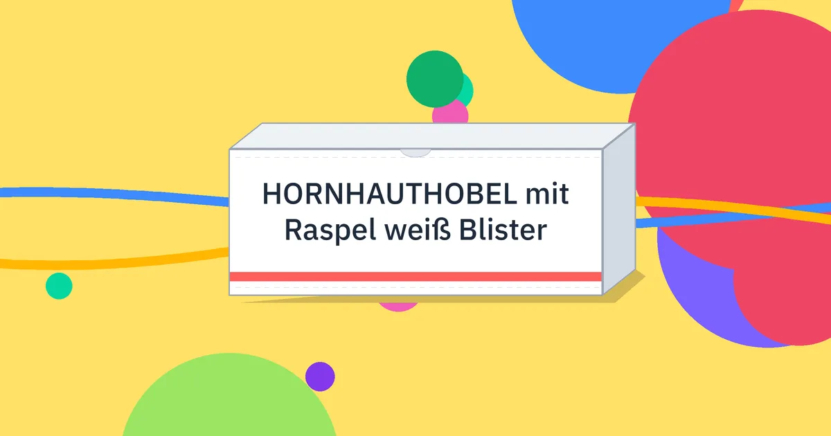 Symbolbild: Packung mit der Aufschrift HORNHAUTHOBEL mit Raspel weiß Blister (PZN 01605662) – Verfügbarkeit und Bezug in Apotheken in Frankfurt am Main