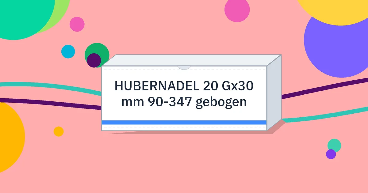 Symbolbild: Packung mit der Aufschrift HUBERNADEL 20 Gx30 mm 90-347 gebogen (PZN 02367561) – Verfügbarkeit und Bezug in Apotheken in Frankfurt am Main