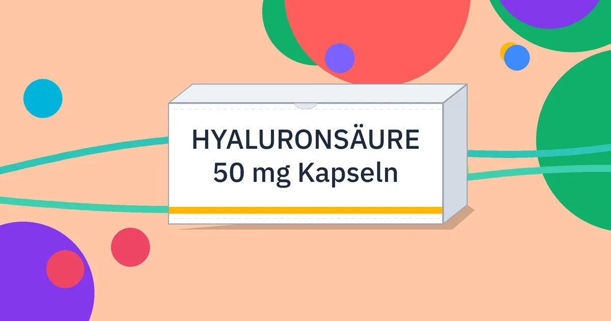 Symbolbild: Packung mit der Aufschrift HYALURONSÄURE 50 mg Kapseln (PZN 09607933) – Verfügbarkeit und Bezug in Apotheken in Frankfurt am Main