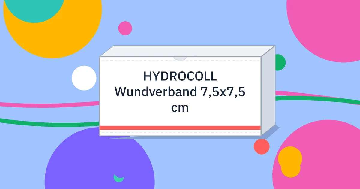 Symbolbild: Packung mit der Aufschrift HYDROCOLL Wundverband 7,5x7,5 cm (PZN 18125044) – Verfügbarkeit und Bezug in Apotheken in Frankfurt am Main