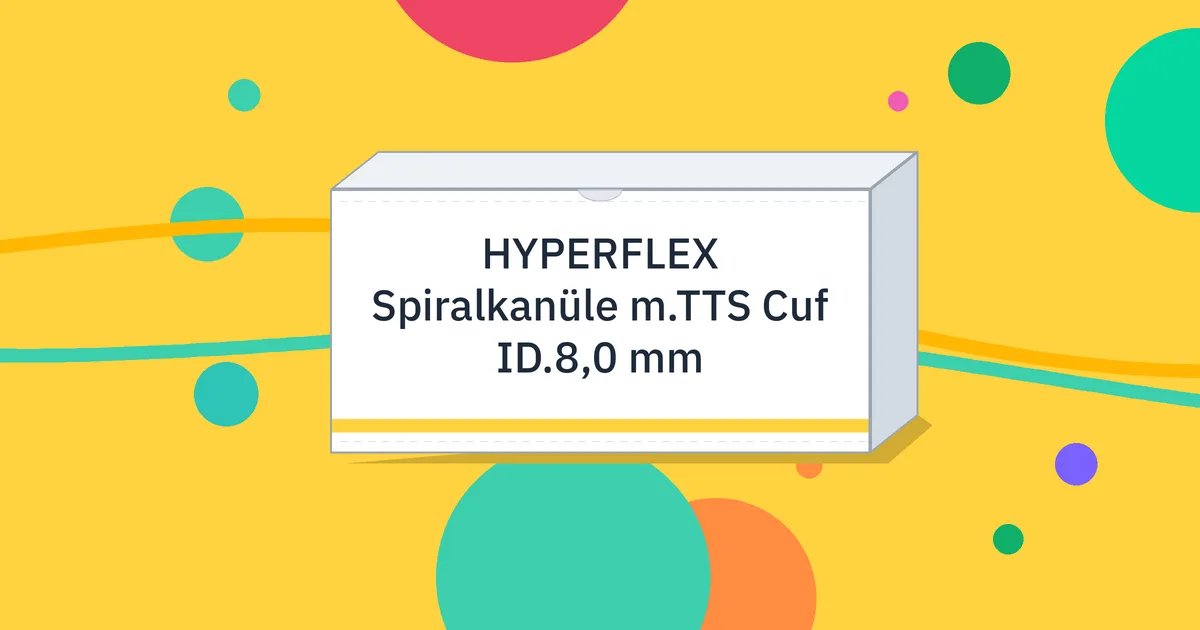 Symbolbild: Packung mit der Aufschrift HYPERFLEX Spiralkanüle m.TTS Cuf ID.8,0 mm (PZN 06827120) – Verfügbarkeit und Bezug in Apotheken in Frankfurt am Main