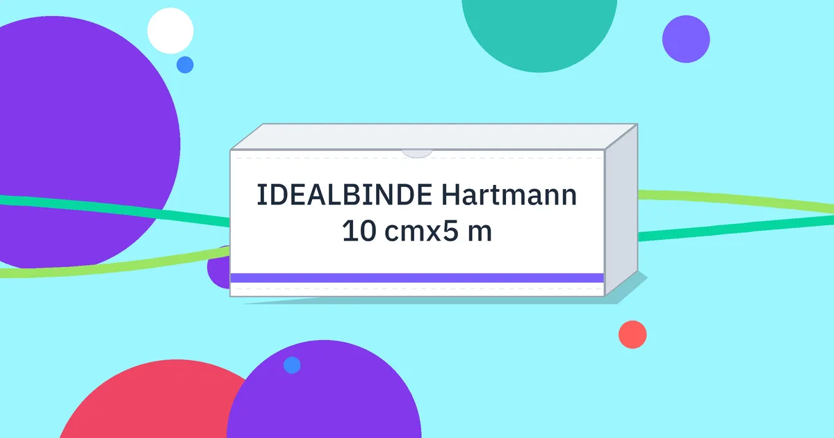 Symbolbild: Packung mit der Aufschrift IDEALBINDE Hartmann 10 cmx5 m (PZN 20540141) – Verfügbarkeit und Bezug in Apotheken in Frankfurt am Main