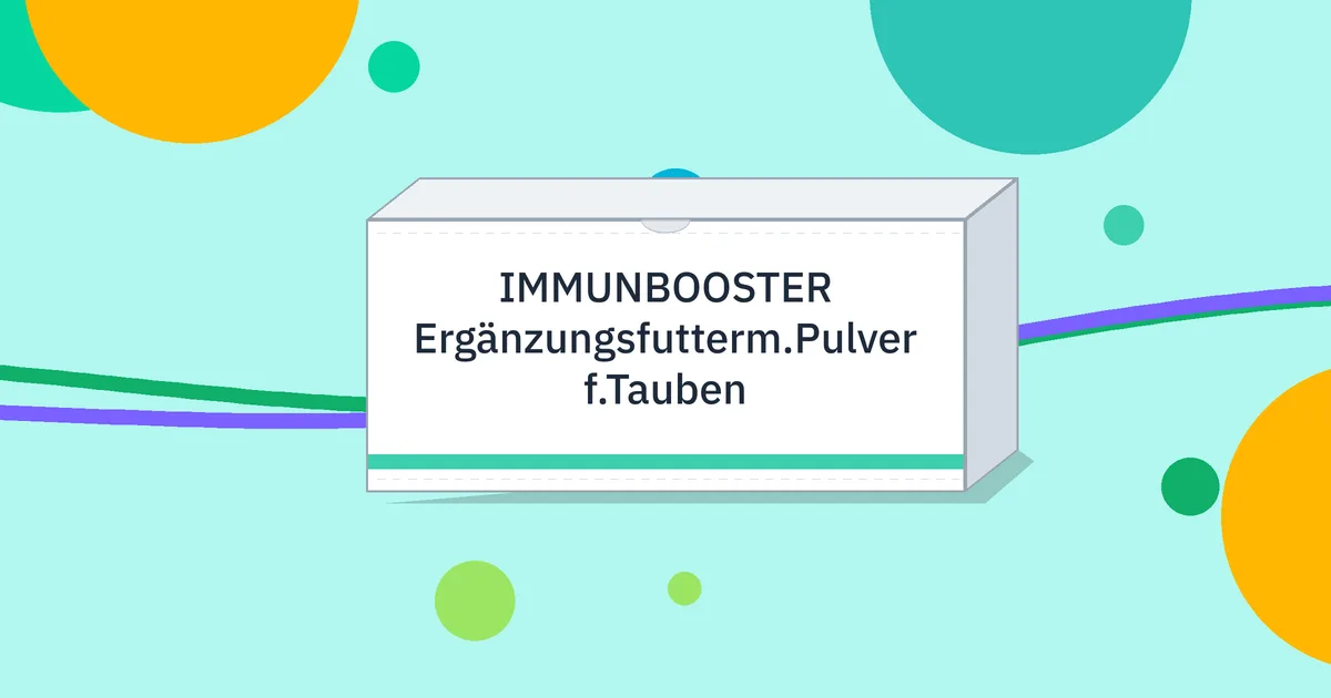 Symbolbild: Packung mit der Aufschrift IMMUNBOOSTER Ergänzungsfutterm.Pulver f.Tauben (PZN 14448715) – Verfügbarkeit und Bezug in Apotheken in Frankfurt am Main