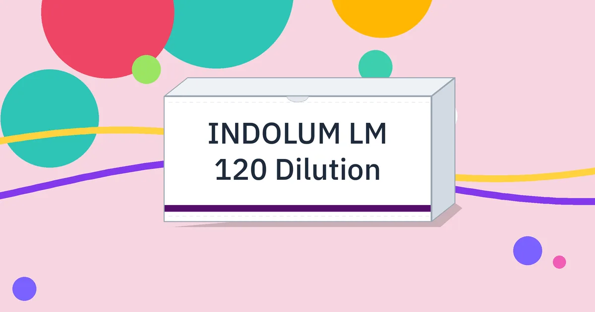 Symbolbild: Packung mit der Aufschrift INDOLUM LM 120 Dilution (PZN 13560321) – Verfügbarkeit und Bezug in Apotheken in Frankfurt am Main