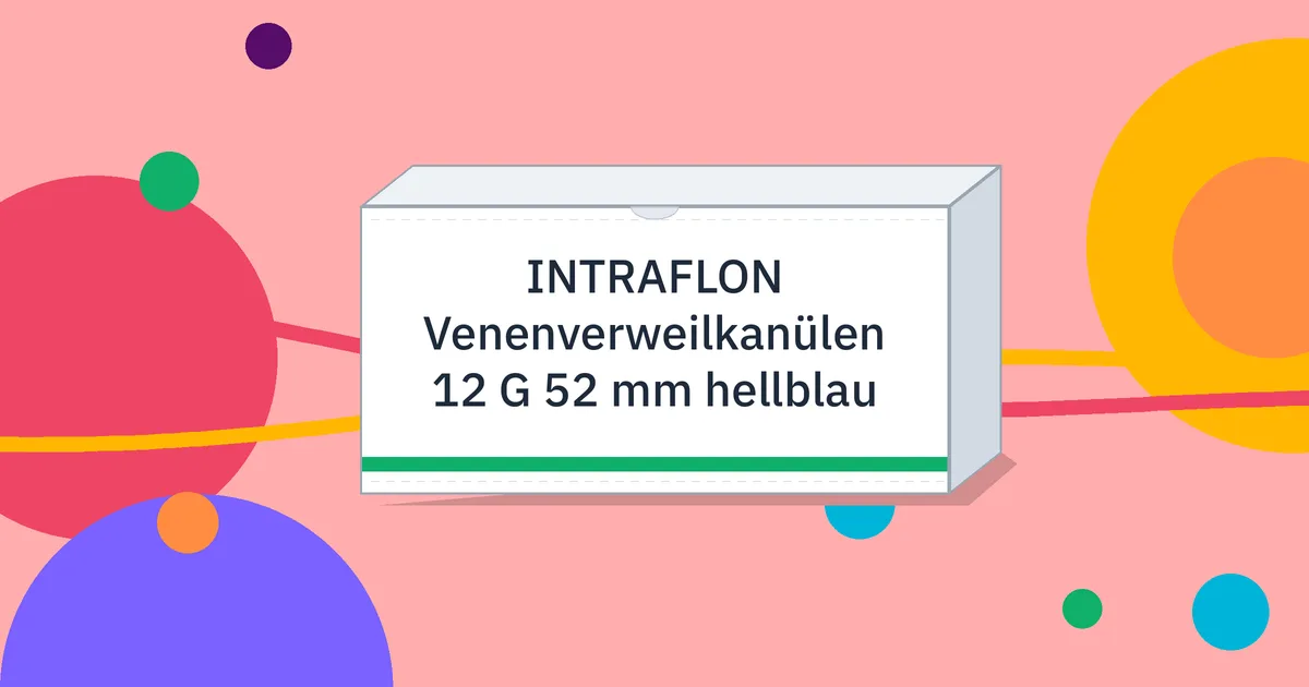 Symbolbild: Packung mit der Aufschrift INTRAFLON Venenverweilkanülen 12 G 52 mm hellblau (PZN 04120712) – Verfügbarkeit und Bezug in Apotheken in Frankfurt am Main