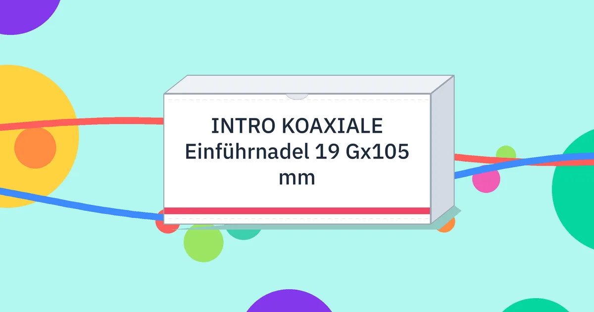 Symbolbild: Packung mit der Aufschrift INTRO KOAXIALE Einführnadel 19 Gx105 mm (PZN 19737252) – Verfügbarkeit und Bezug in Apotheken in Frankfurt am Main