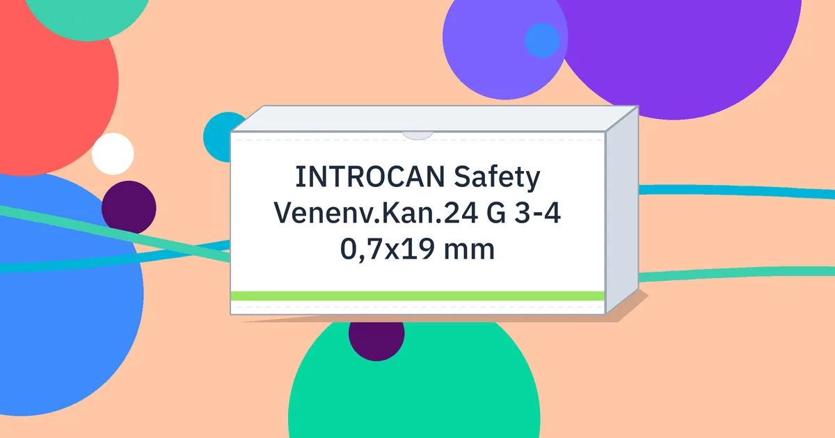 Symbolbild: Packung mit der Aufschrift INTROCAN Safety Venenv.Kan.24 G 3-4 0,7x19 mm (PZN 20344919) – Verfügbarkeit und Bezug in Apotheken in Frankfurt am Main
