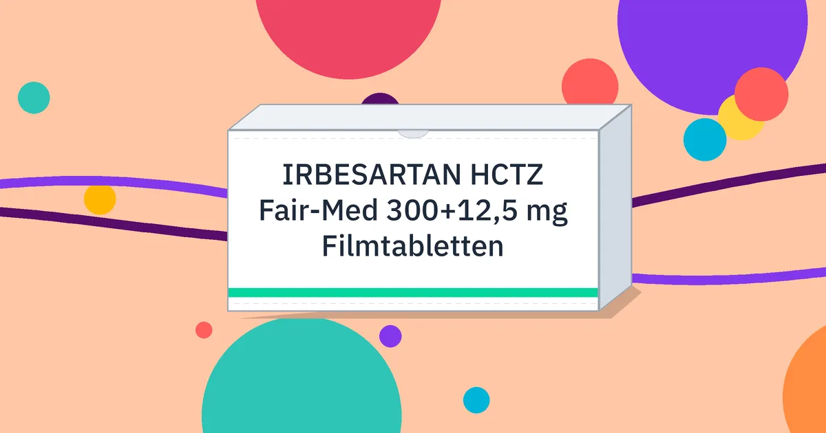 Symbolbild: Packung mit der Aufschrift IRBESARTAN HCTZ Fair-Med 300+12,5 mg Filmtabletten (PZN 14167695) – Verfügbarkeit und Bezug in Apotheken in Frankfurt am Main