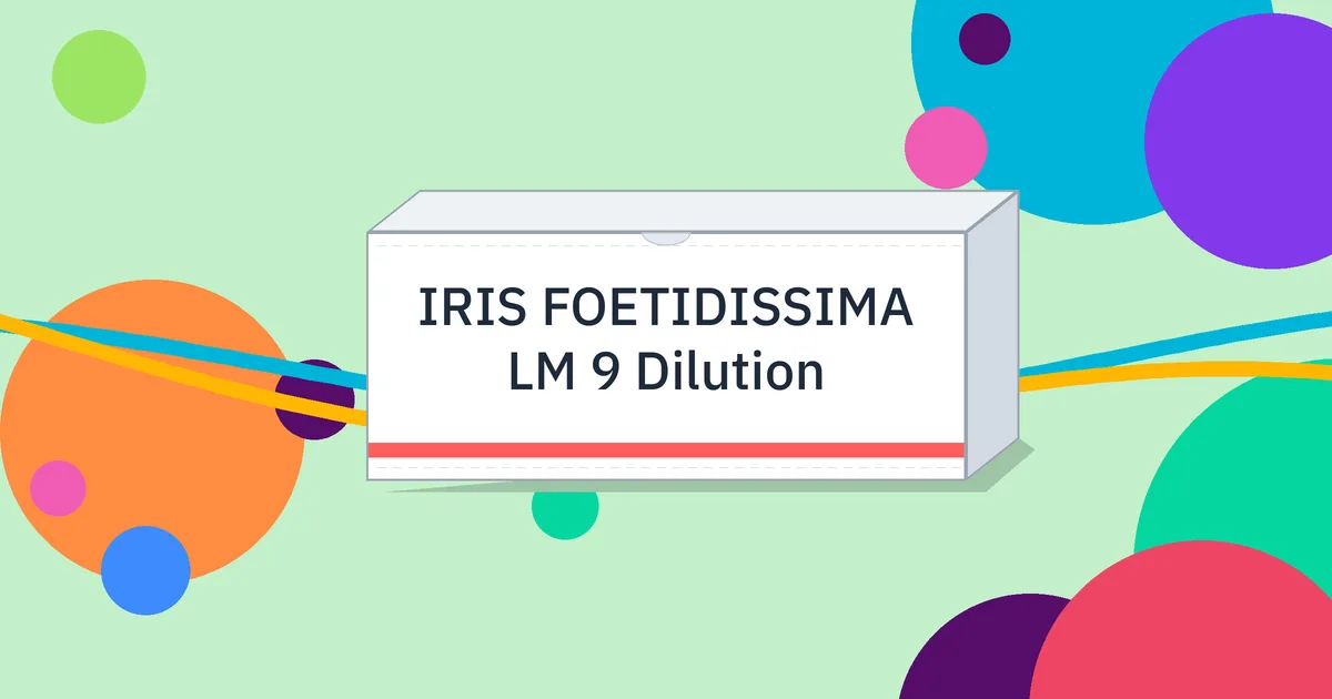 Symbolbild: Packung mit der Aufschrift IRIS FOETIDISSIMA LM 9 Dilution (PZN 12913881) – Verfügbarkeit und Bezug in Apotheken in Frankfurt am Main