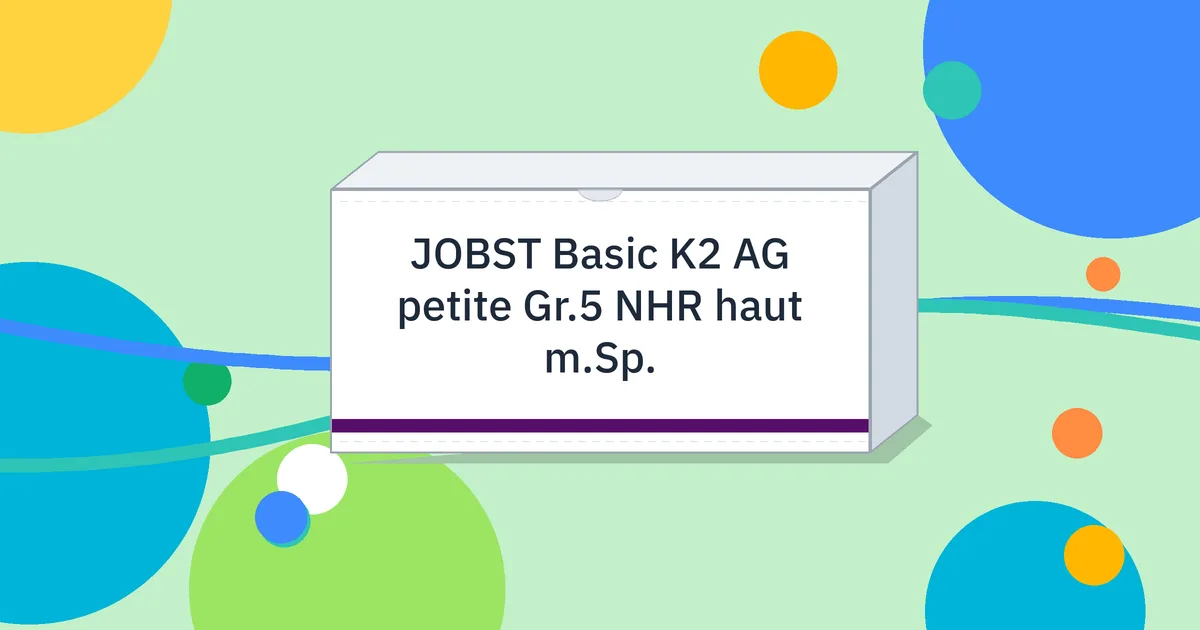 Symbolbild: Packung mit der Aufschrift JOBST Basic K2 AG petite Gr.5 NHR haut m.Sp. (PZN 13060179) – Verfügbarkeit und Bezug in Apotheken in Frankfurt am Main