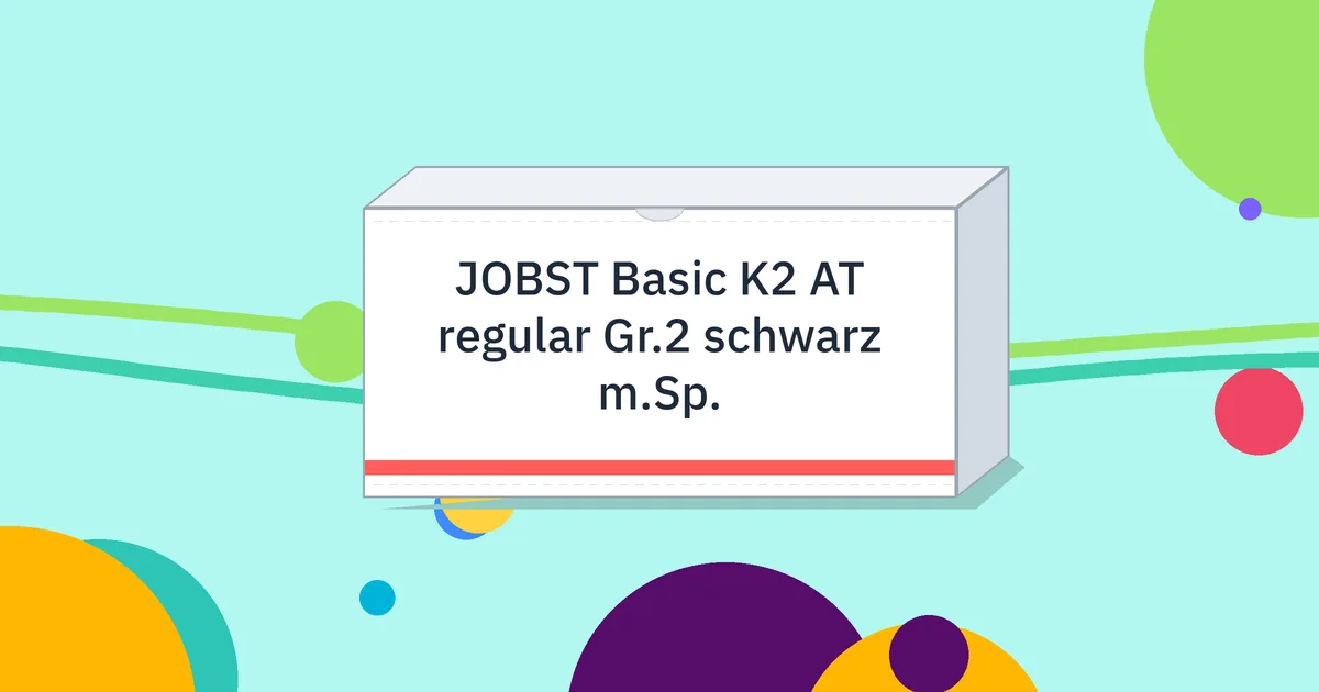 Symbolbild: Packung mit der Aufschrift JOBST Basic K2 AT regular Gr.2 schwarz m.Sp. (PZN 15312225) – Verfügbarkeit und Bezug in Apotheken in Frankfurt am Main