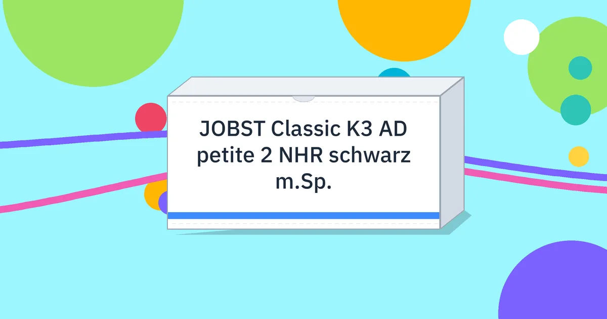 Symbolbild: Packung mit der Aufschrift JOBST Classic K3 AD petite 2 NHR schwarz m.Sp. (PZN 13069938) – Verfügbarkeit und Bezug in Apotheken in Frankfurt am Main