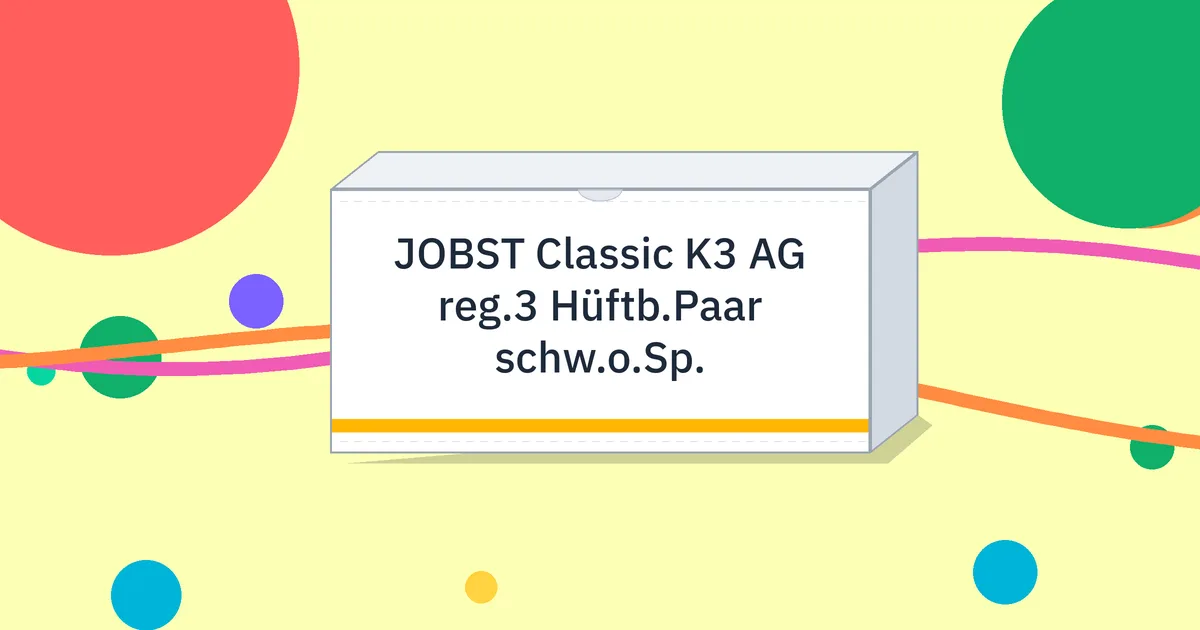 Symbolbild: Packung mit der Aufschrift JOBST Classic K3 AG reg.3 Hüftb.Paar schw.o.Sp. (PZN 13076140) – Verfügbarkeit und Bezug in Apotheken in Frankfurt am Main