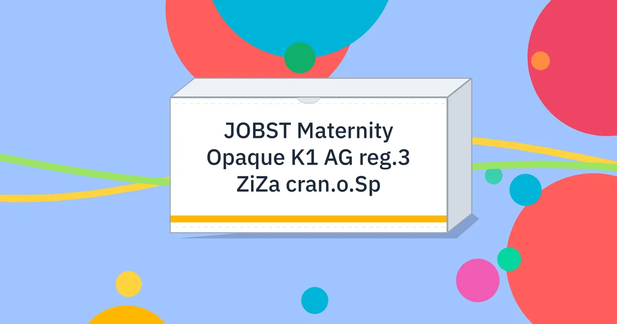 Symbolbild: Packung mit der Aufschrift JOBST Maternity Opaque K1 AG reg.3 ZiZa cran.o.Sp (PZN 15856936) – Verfügbarkeit und Bezug in Apotheken in Frankfurt am Main