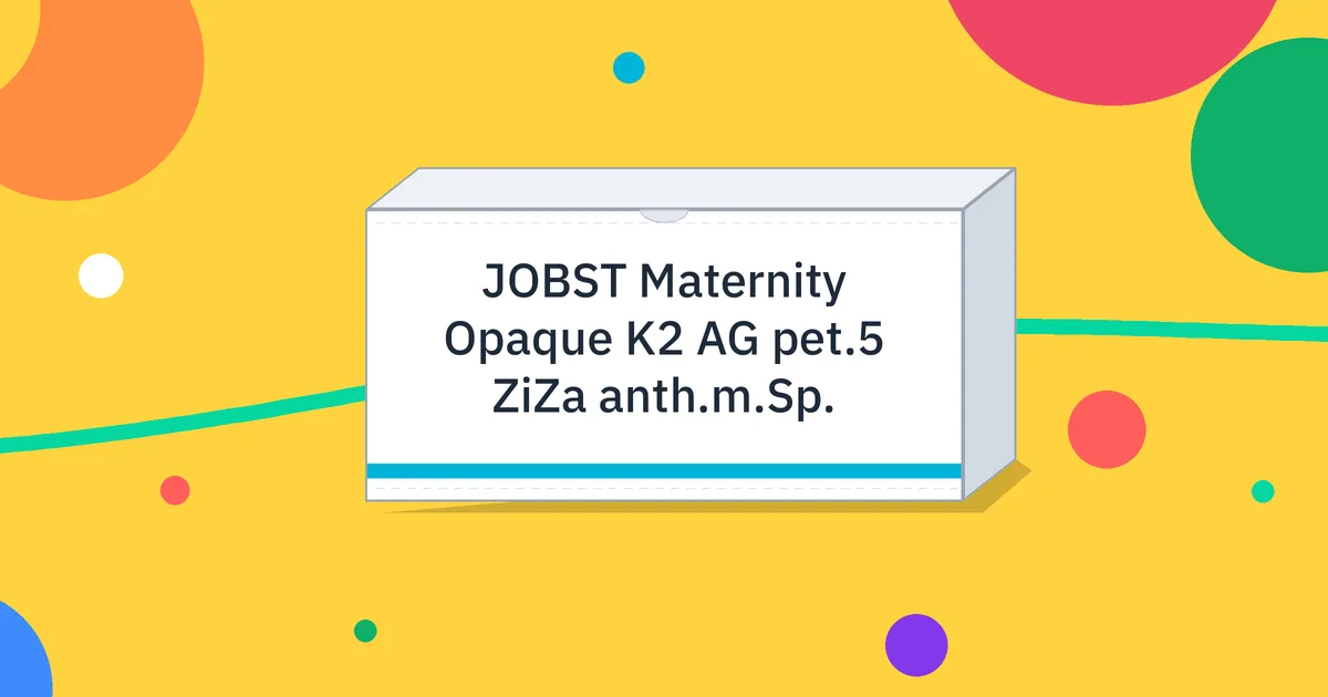 Symbolbild: Packung mit der Aufschrift JOBST Maternity Opaque K2 AG pet.5 ZiZa anth.m.Sp. (PZN 15856161) – Verfügbarkeit und Bezug in Apotheken in Frankfurt am Main
