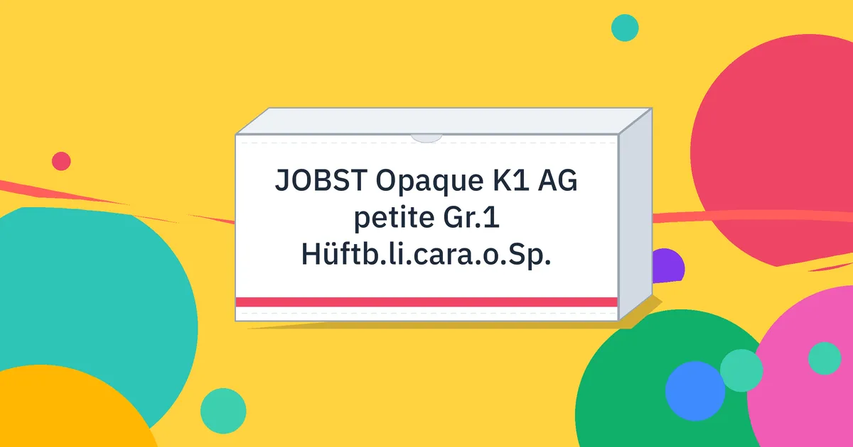 Symbolbild: Packung mit der Aufschrift JOBST Opaque K1 AG petite Gr.1 Hüftb.li.cara.o.Sp. (PZN 13097857) – Verfügbarkeit und Bezug in Apotheken in Frankfurt am Main
