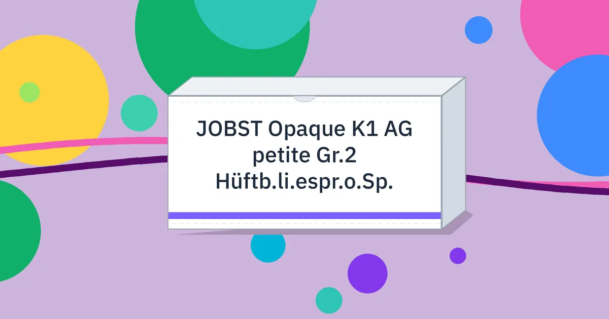 Symbolbild: Packung mit der Aufschrift JOBST Opaque K1 AG petite Gr.2 Hüftb.li.espr.o.Sp. (PZN 16273881) – Verfügbarkeit und Bezug in Apotheken in Frankfurt am Main