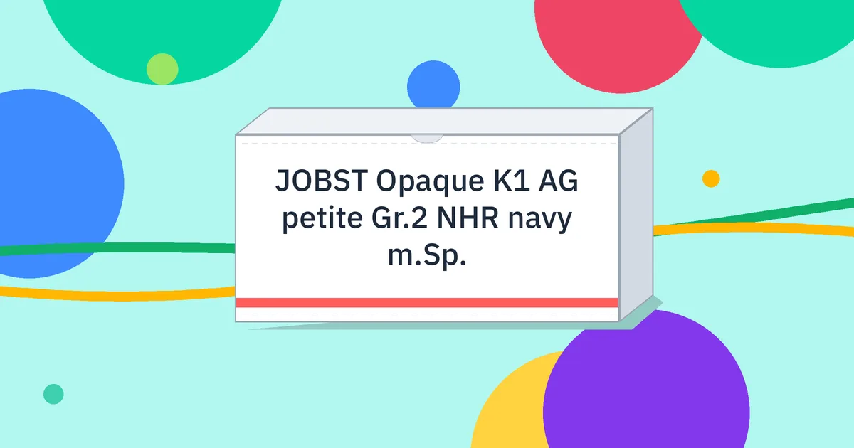 Symbolbild: Packung mit der Aufschrift JOBST Opaque K1 AG petite Gr.2 NHR navy m.Sp. (PZN 13084458) – Verfügbarkeit und Bezug in Apotheken in Frankfurt am Main