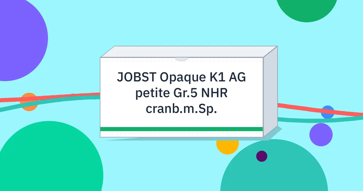 Symbolbild: Packung mit der Aufschrift JOBST Opaque K1 AG petite Gr.5 NHR cranb.m.Sp. (PZN 13084429) – Verfügbarkeit und Bezug in Apotheken in Frankfurt am Main
