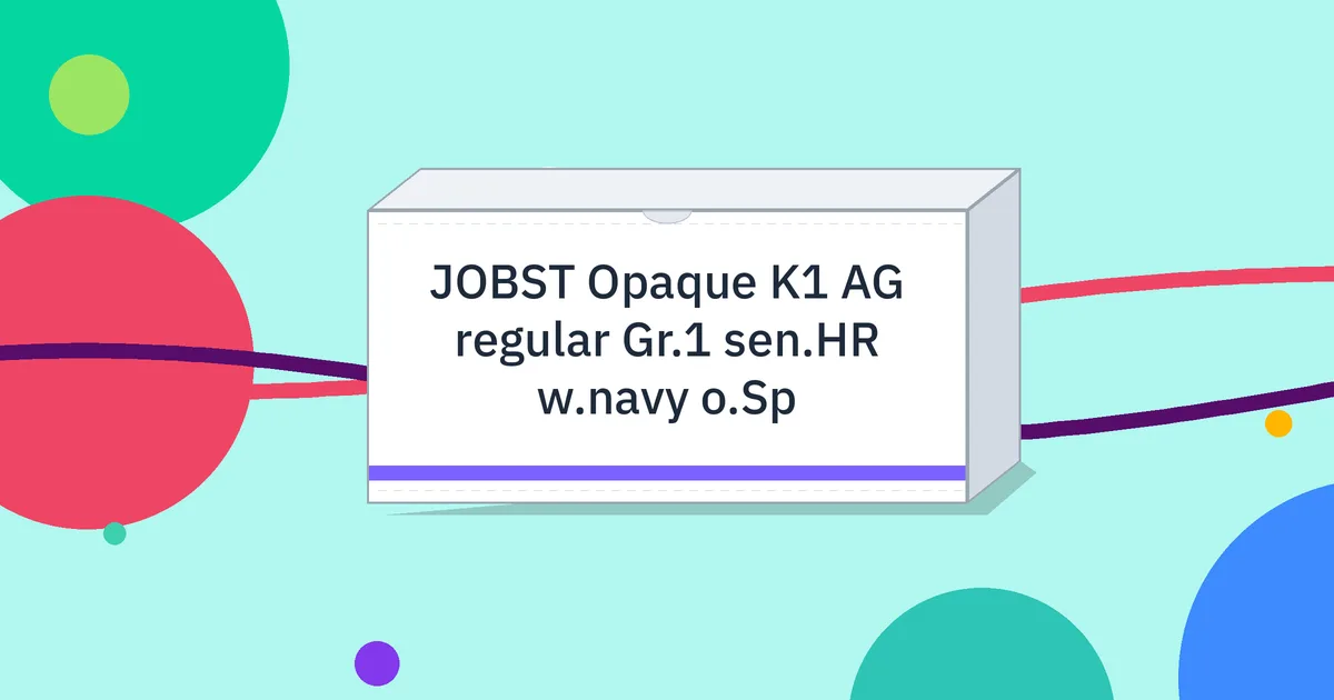 Symbolbild: Packung mit der Aufschrift JOBST Opaque K1 AG regular Gr.1 sen.HR w.navy o.Sp (PZN 13096355) – Verfügbarkeit und Bezug in Apotheken in Frankfurt am Main