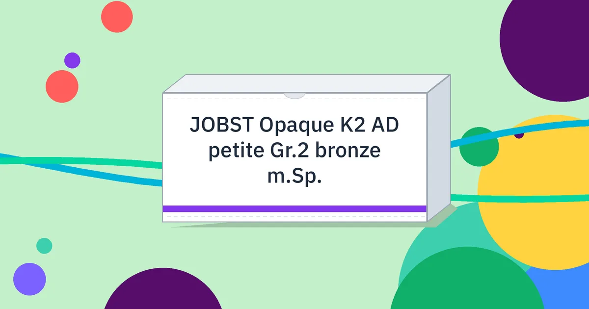 Symbolbild: Packung mit der Aufschrift JOBST Opaque K2 AD petite Gr.2 bronze m.Sp. (PZN 13108503) – Verfügbarkeit und Bezug in Apotheken in Frankfurt am Main