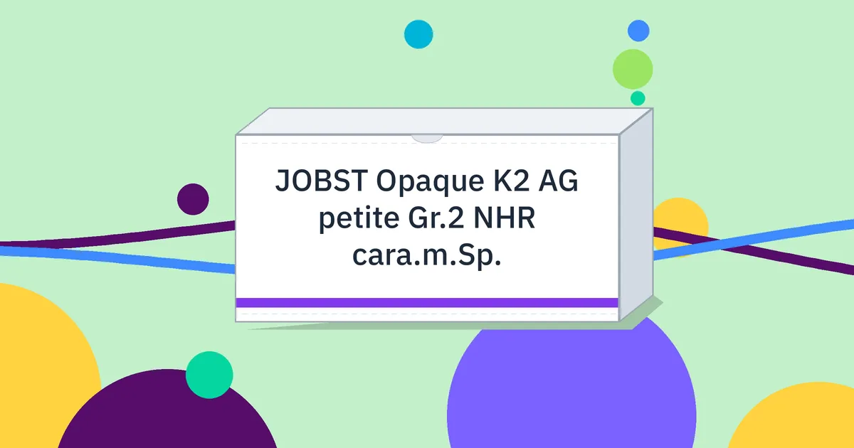 Symbolbild: Packung mit der Aufschrift JOBST Opaque K2 AG petite Gr.2 NHR cara.m.Sp. (PZN 10723923) – Verfügbarkeit und Bezug in Apotheken in Frankfurt am Main