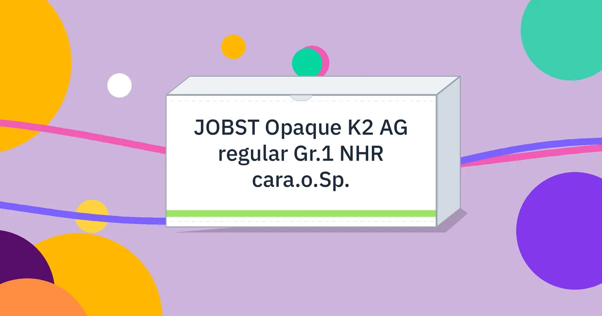 Symbolbild: Packung mit der Aufschrift JOBST Opaque K2 AG regular Gr.1 NHR cara.o.Sp. (PZN 11252615) – Verfügbarkeit und Bezug in Apotheken in Frankfurt am Main
