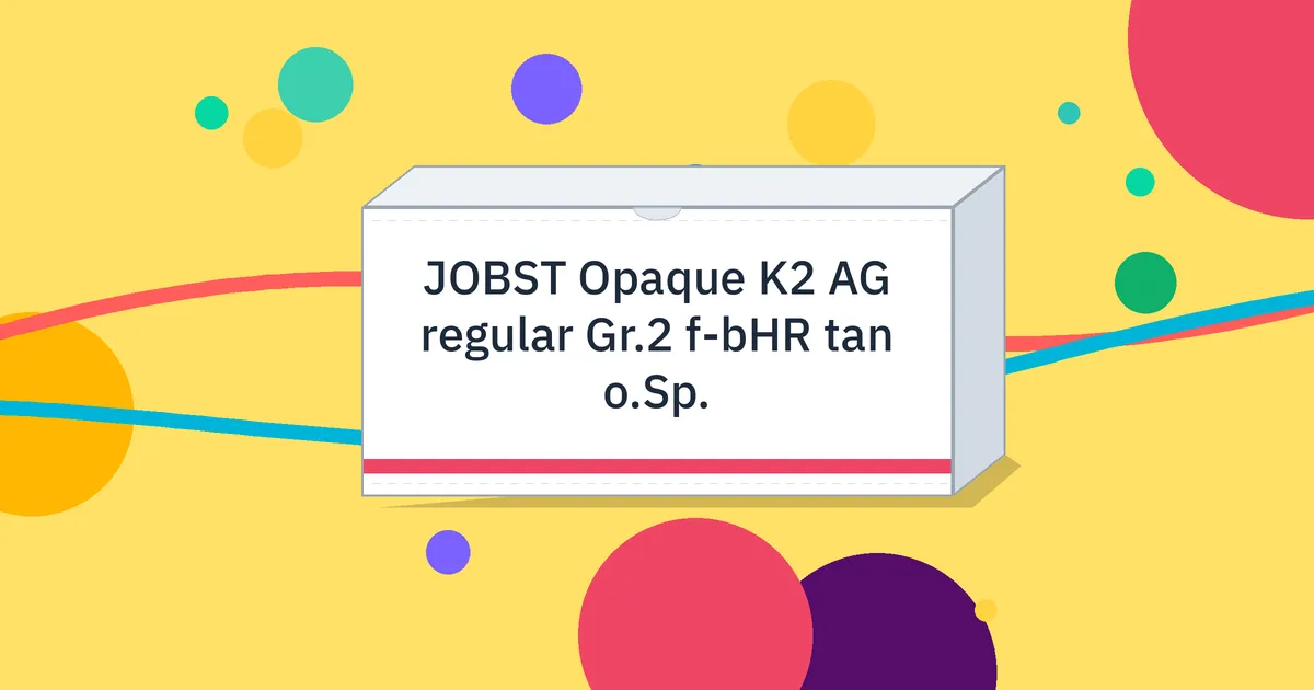 Symbolbild: Packung mit der Aufschrift JOBST Opaque K2 AG regular Gr.2 f-bHR tan o.Sp. (PZN 16280898) – Verfügbarkeit und Bezug in Apotheken in Frankfurt am Main