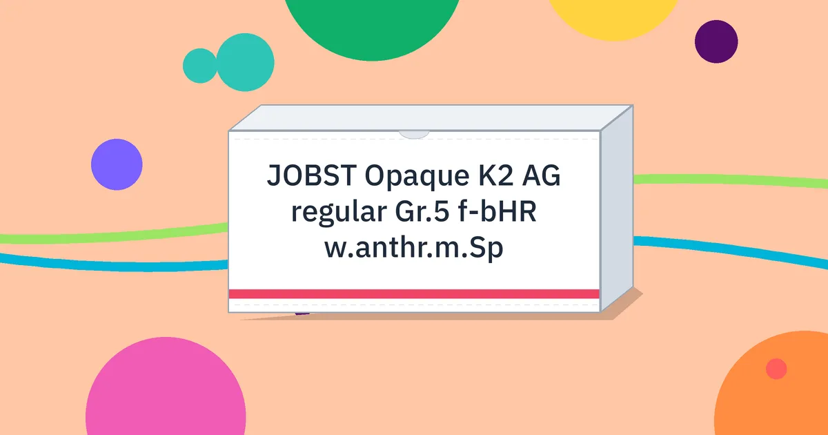 Symbolbild: Packung mit der Aufschrift JOBST Opaque K2 AG regular Gr.5 f-bHR w.anthr.m.Sp (PZN 16283098) – Verfügbarkeit und Bezug in Apotheken in Frankfurt am Main