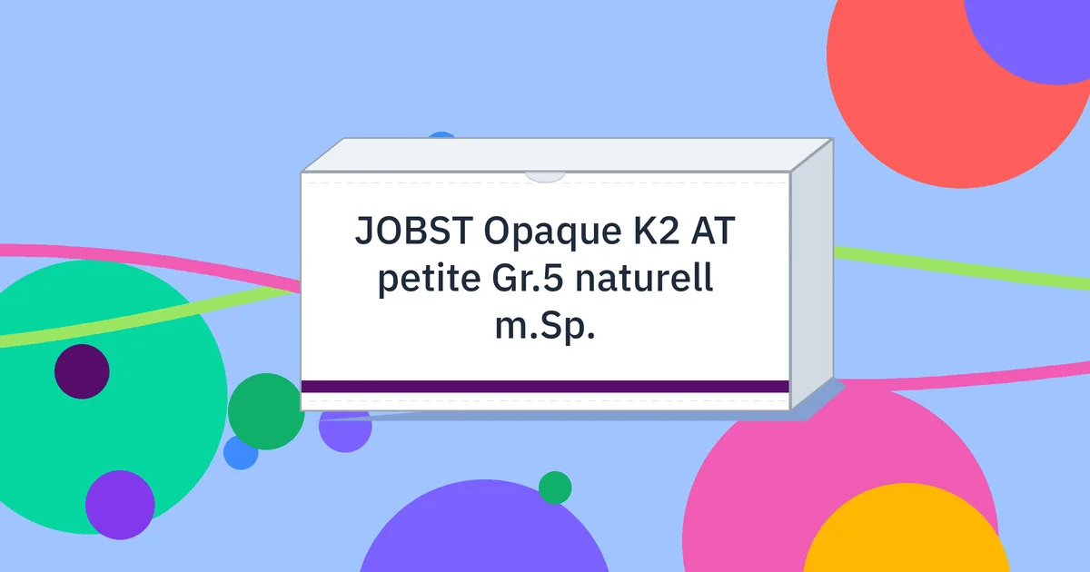 Symbolbild: Packung mit der Aufschrift JOBST Opaque K2 AT petite Gr.5 naturell m.Sp. (PZN 11257452) – Verfügbarkeit und Bezug in Apotheken in Frankfurt am Main