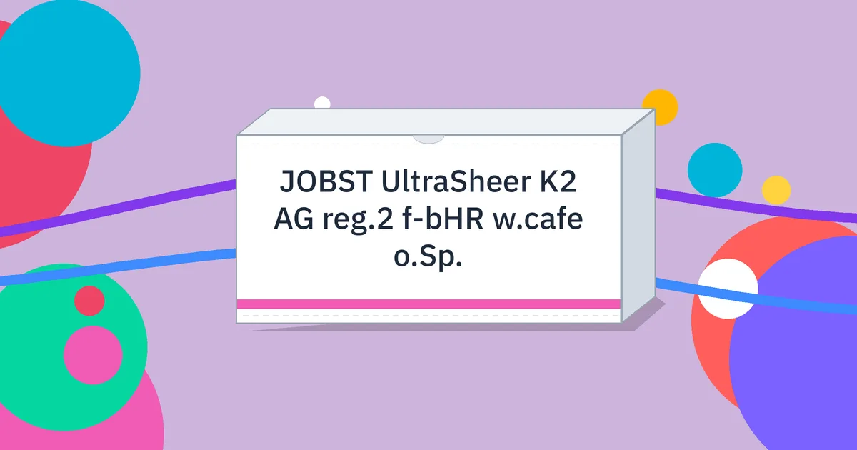 Symbolbild: Packung mit der Aufschrift JOBST UltraSheer K2 AG reg.2 f-bHR w.cafe o.Sp. (PZN 13146082) – Verfügbarkeit und Bezug in Apotheken in Frankfurt am Main