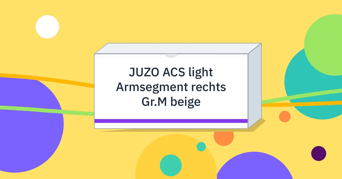Symbolbild: Packung mit der Aufschrift JUZO ACS light Armsegment rechts Gr.M beige (PZN 13885307) – Verfügbarkeit und Bezug in Apotheken in Frankfurt am Main