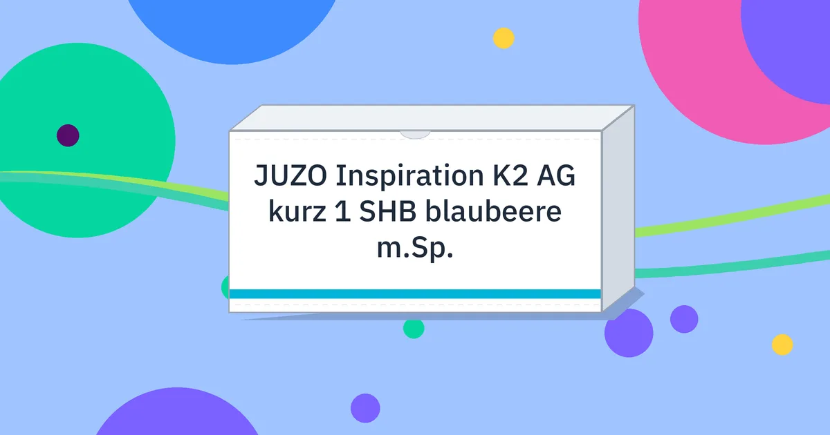 Symbolbild: Packung mit der Aufschrift JUZO Inspiration K2 AG kurz 1 SHB blaubeere m.Sp. (PZN 14920276) – Verfügbarkeit und Bezug in Apotheken in Frankfurt am Main