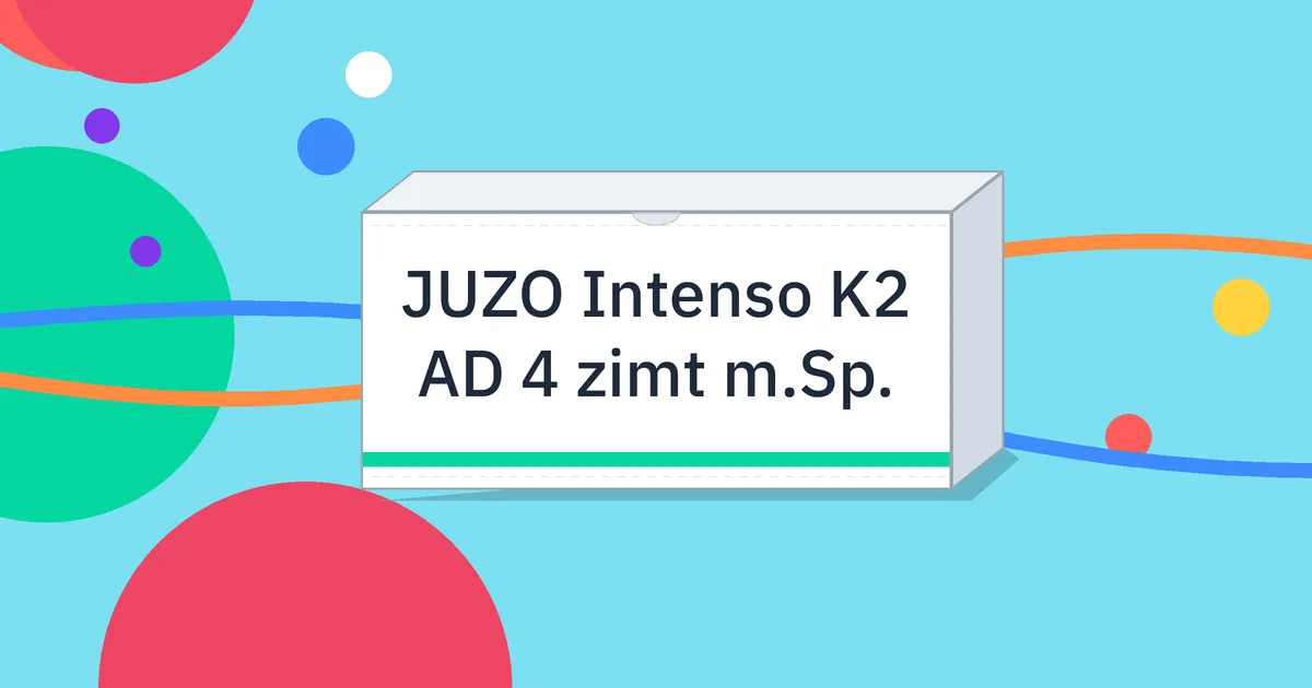 Symbolbild: Packung mit der Aufschrift JUZO Intenso K2 AD 4 zimt m.Sp. (PZN 18606186) – Verfügbarkeit und Bezug in Apotheken in Frankfurt am Main