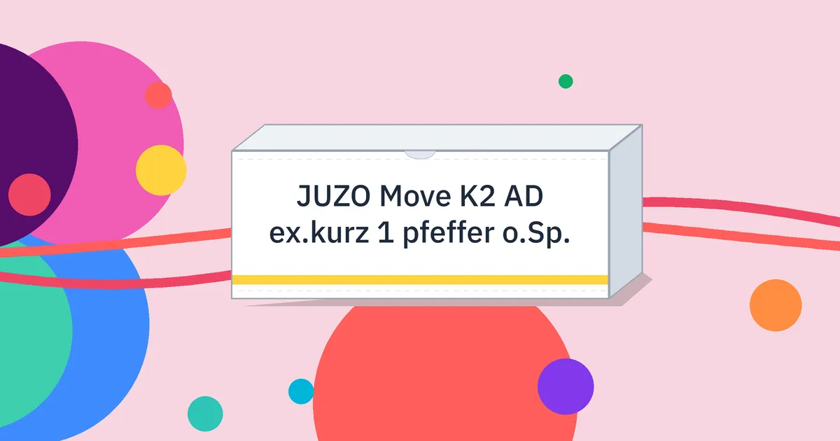 Symbolbild: Packung mit der Aufschrift JUZO Move K2 AD ex.kurz 1 pfeffer o.Sp. (PZN 16342346) – Verfügbarkeit und Bezug in Apotheken in Frankfurt am Main
