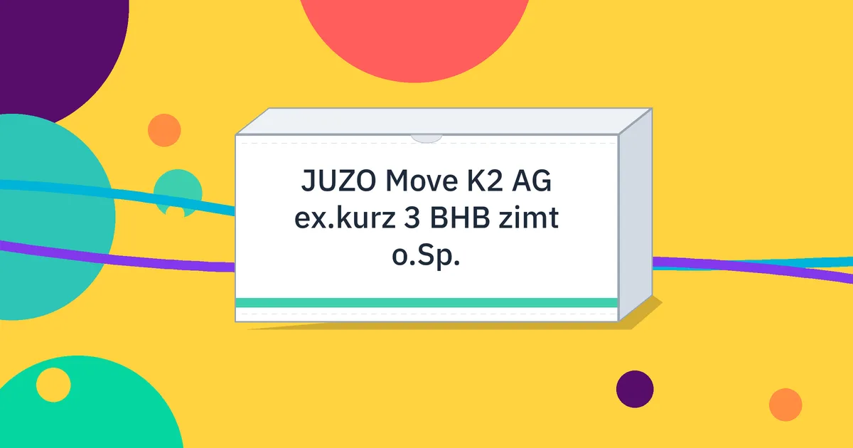 Symbolbild: Packung mit der Aufschrift JUZO Move K2 AG ex.kurz 3 BHB zimt o.Sp. (PZN 18534050) – Verfügbarkeit und Bezug in Apotheken in Frankfurt am Main