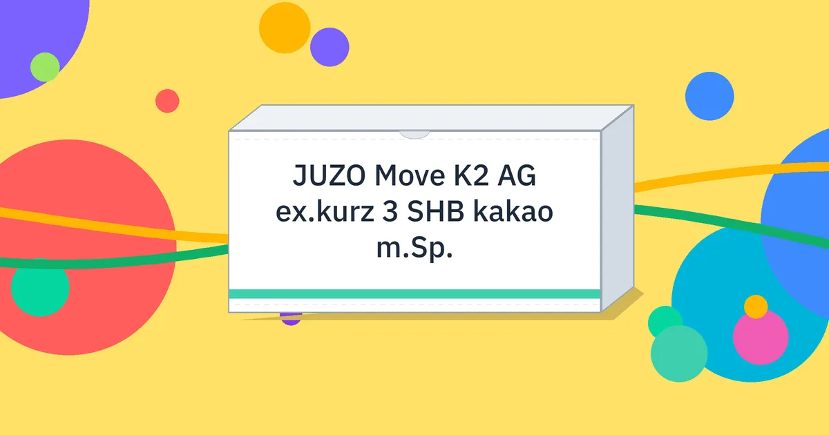 Symbolbild: Packung mit der Aufschrift JUZO Move K2 AG ex.kurz 3 SHB kakao m.Sp. (PZN 18563560) – Verfügbarkeit und Bezug in Apotheken in Frankfurt am Main
