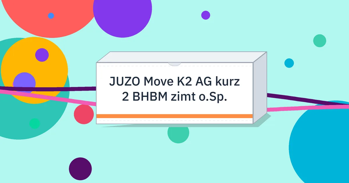 Symbolbild: Packung mit der Aufschrift JUZO Move K2 AG kurz 2 BHBM zimt o.Sp. (PZN 18530543) – Verfügbarkeit und Bezug in Apotheken in Frankfurt am Main