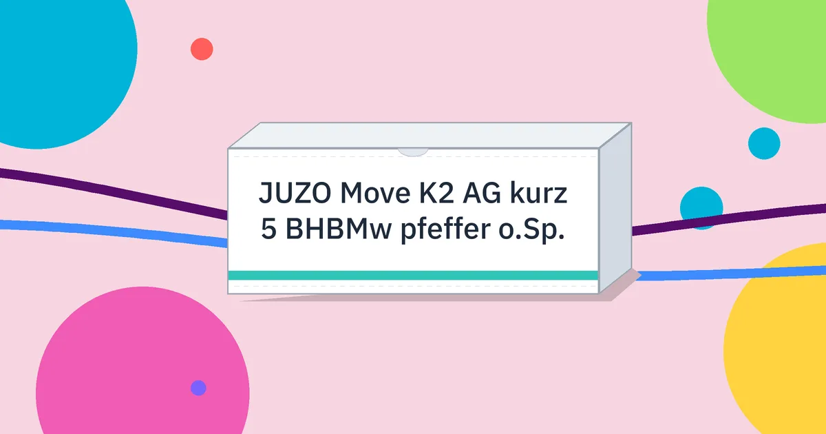 Symbolbild: Packung mit der Aufschrift JUZO Move K2 AG kurz 5 BHBMw pfeffer o.Sp. (PZN 16649487) – Verfügbarkeit und Bezug in Apotheken in Frankfurt am Main