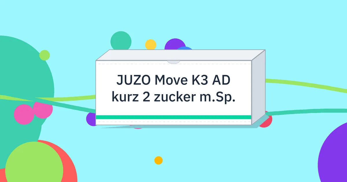 Symbolbild: Packung mit der Aufschrift JUZO Move K3 AD kurz 2 zucker m.Sp. (PZN 18567842) – Verfügbarkeit und Bezug in Apotheken in Frankfurt am Main