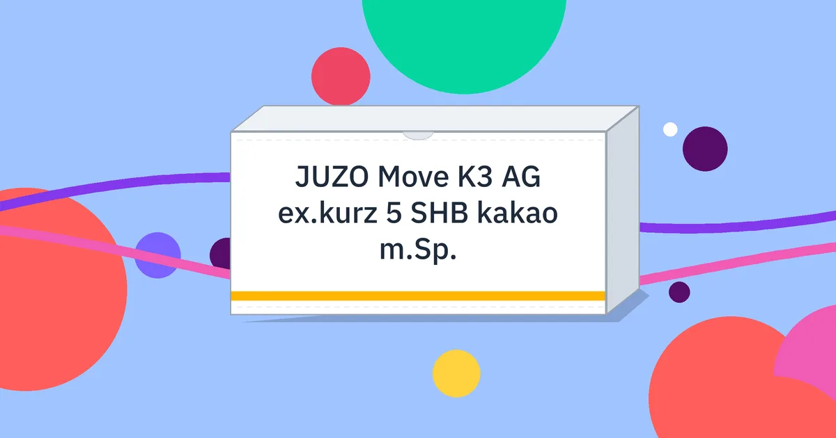 Symbolbild: Packung mit der Aufschrift JUZO Move K3 AG ex.kurz 5 SHB kakao m.Sp. (PZN 18595324) – Verfügbarkeit und Bezug in Apotheken in Frankfurt am Main